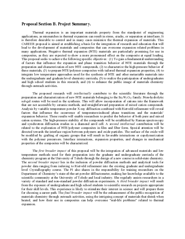 (PDF) Proposal Section B. Project Summary