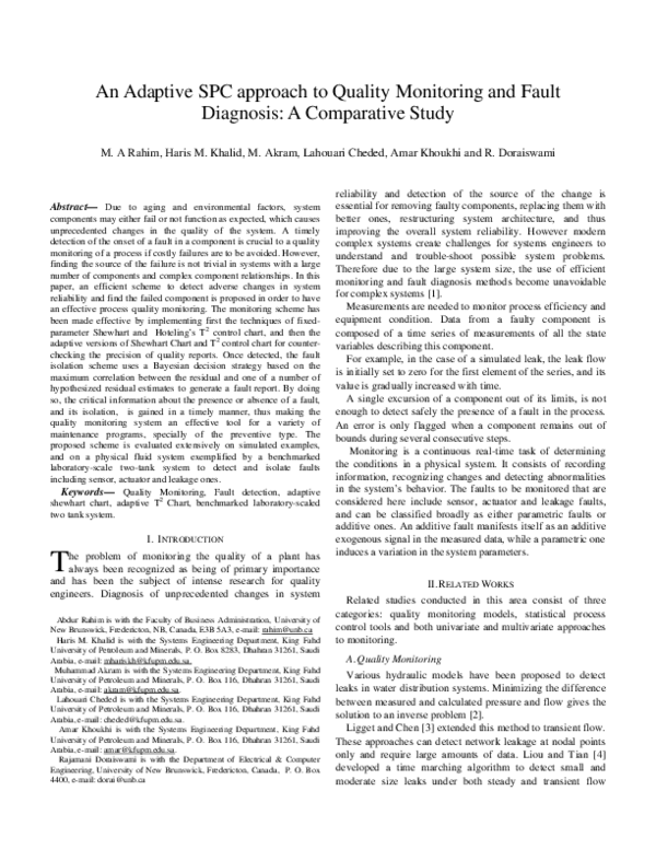 (PDF) An Adaptive SPC approach to Quality Monitoring and Fault ...
