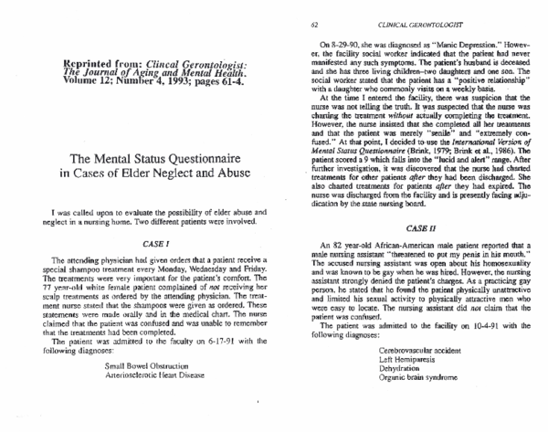 (PDF) The Mental Status Questionnaire in cases of elder neglect and ...