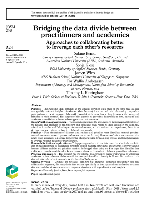 (PDF) Bridging the Data-Divide Between Practitioners and Academics ...