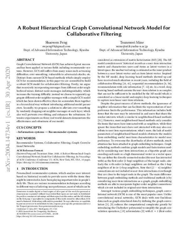 (PDF) A Robust Hierarchical Graph Convolutional Network Model for Collaborative Filtering