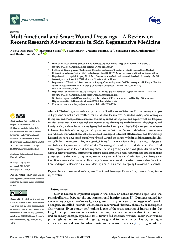 (PDF) Multifunctional and Smart Wound Dressings—A Review on Recent ...