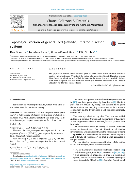 Pdf Topological Version Of Generalized Infinite Iterated Function Systems Loredana D
