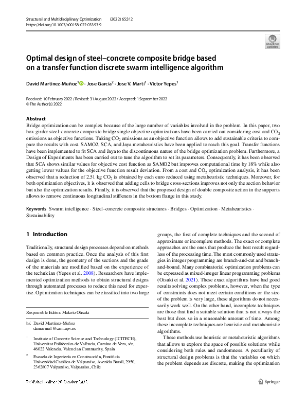 (PDF) Optimal design of steel-concrete composite bridge based on a ...