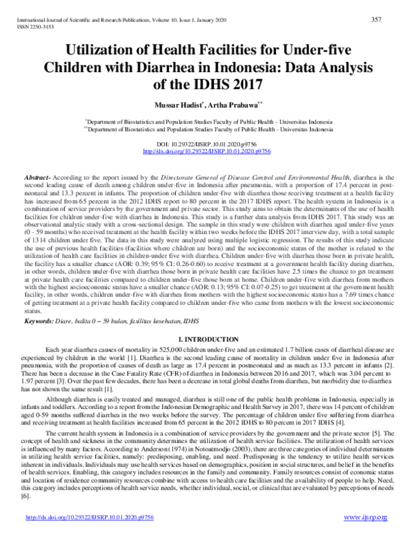 (PDF) Utilization of Health Facilities for Under-five Children with ...