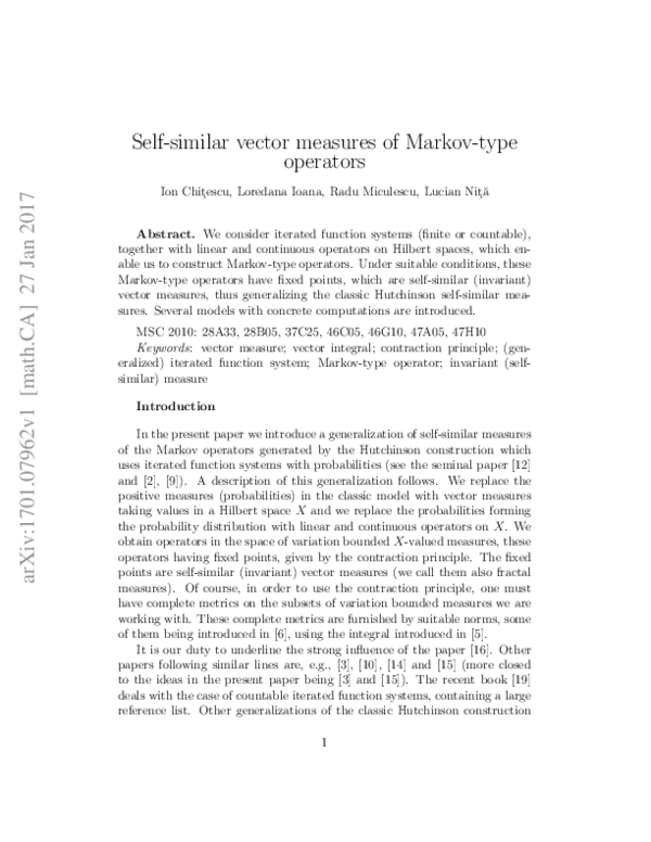 (PDF) Self-similar vector measures of Markov-type operators