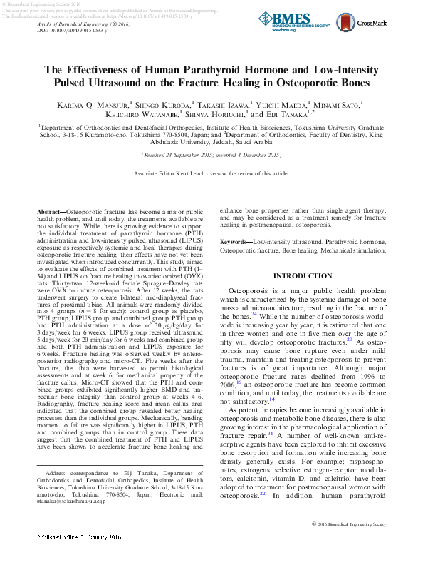 (PDF) The Effectiveness of Human Parathyroid Hormone and Low-Intensity ...