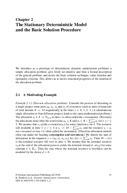 (PDF) The Stationary Deterministic Model and the Basic Solution Procedure