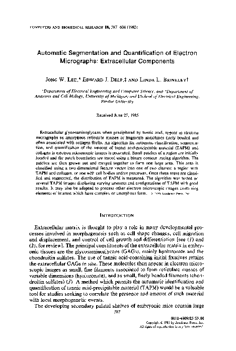 (PDF) Automated Segmentation of Electron Micrographs