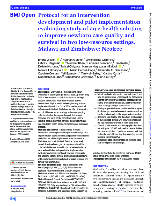 (PDF) Protocol for an intervention development and pilot implementation evaluation study of an e ...