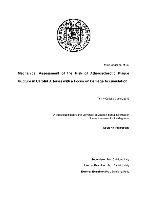 (PDF) Mechanical Assessment of the Risk of Atherosclerotic Plaque ...
