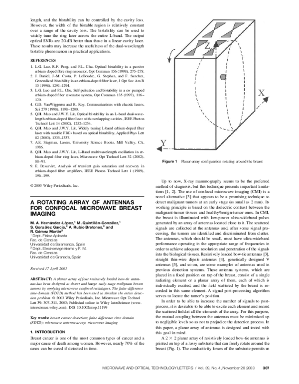 Pdf A Rotating Array Of Antennas For Confocal Microwave Breast Imaging Salvador G Garcia