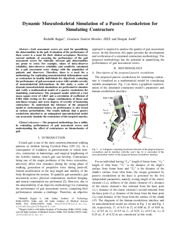 Pdf Dynamic Musculoskeletal Simulation Of A Passive Exoskeleton For Simulating Contracture