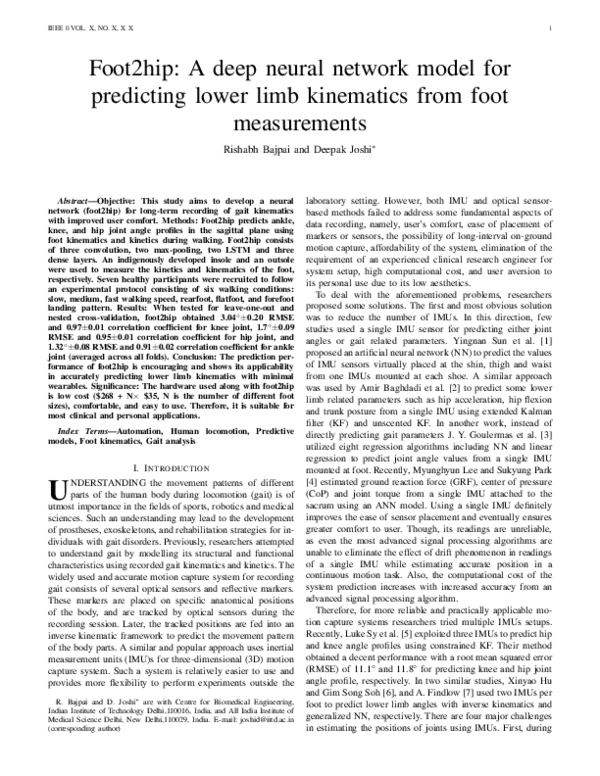 Pdf Foot2hip A Deep Neural Network Model For Predicting Lower Limb