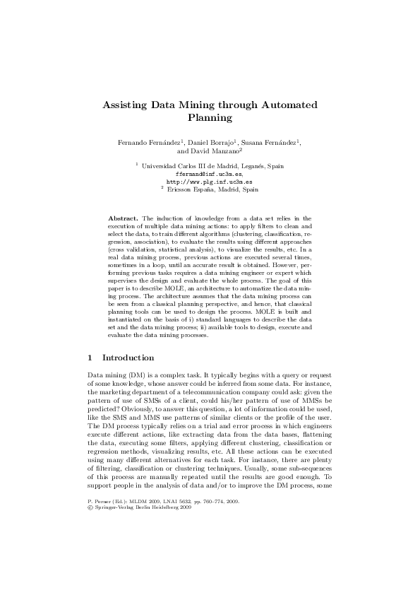 (PDF) Assisting Data Mining through Automated Planning