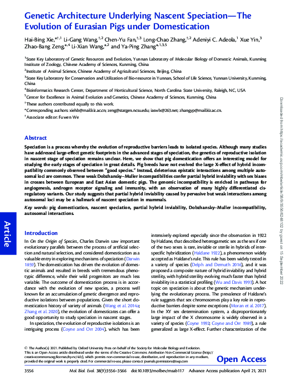 Genetic Architecture Underlying Nascent Speciation—The Evolution of ...