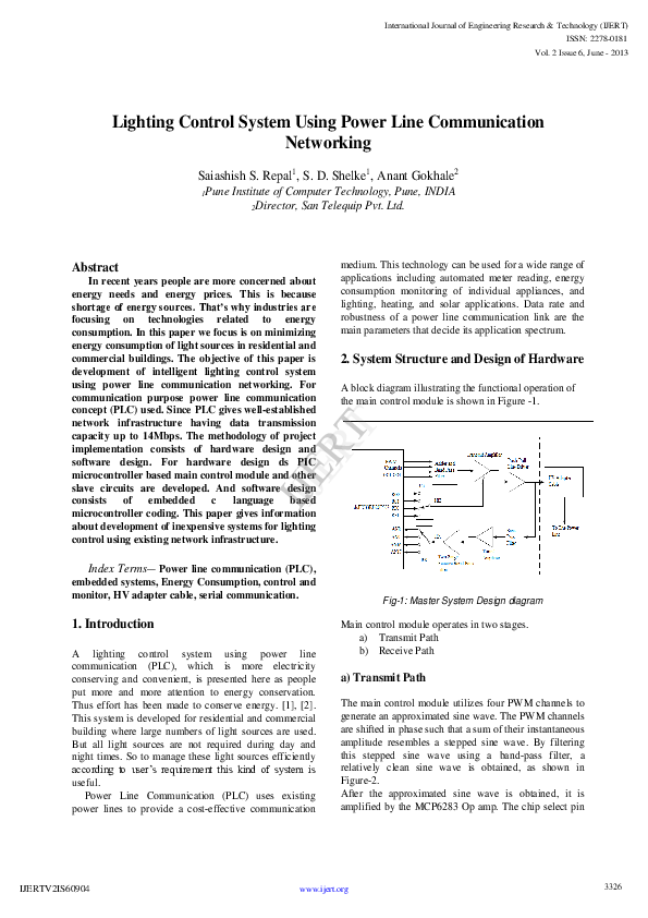 (PDF) Lighting Control System Using Power Line Communication Networking