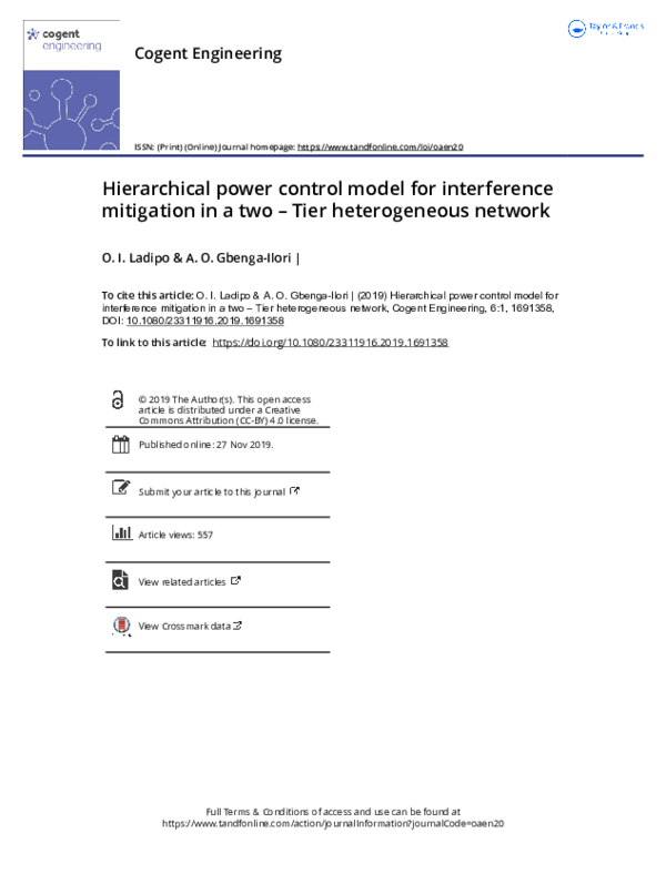 Pdf Hierarchical Power Control Model For Interference Mitigation In A Two Tier Heterogeneous