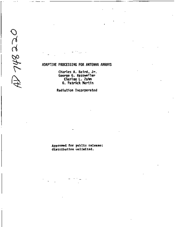 (PDF) Adaptive Processing for Antenna Arrays
