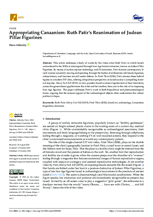 (PDF) Appropriating Canaanism: Ruth Patir's Reanimation of Judean ...