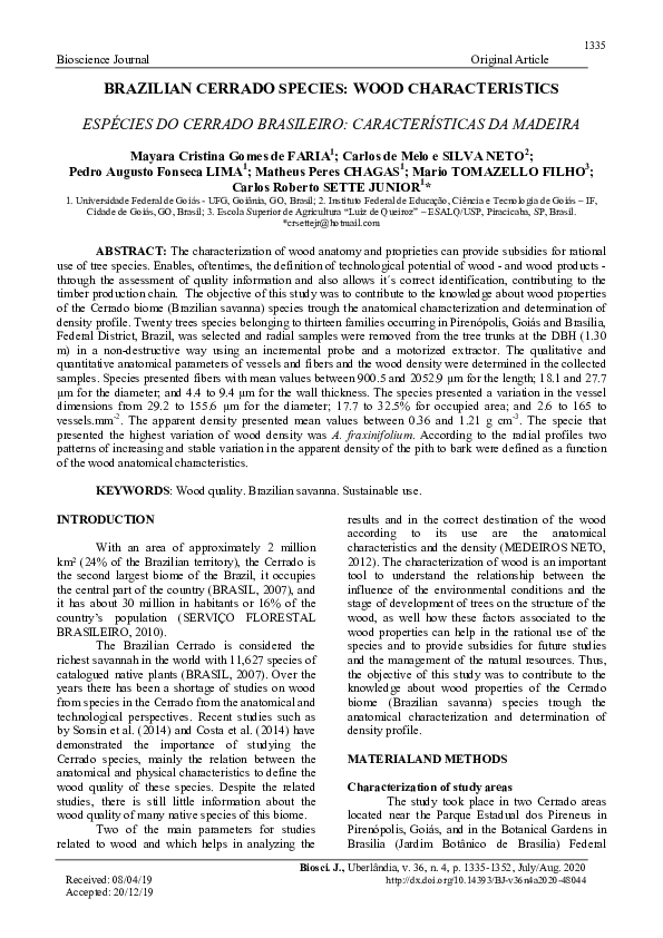 (PDF) Brazilian cerrado species: wood characteristics