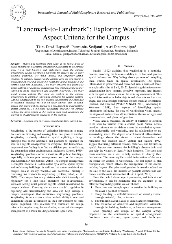 (PDF) "Landmark-to-Landmark": Exploring Wayfinding Aspect Criteria for ...