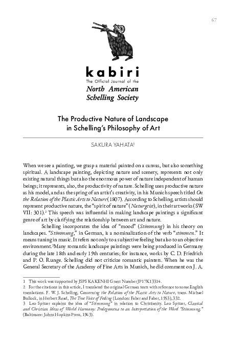 (PDF) The Productive Nature of Landscape in Schelling’s Philosophy of Art