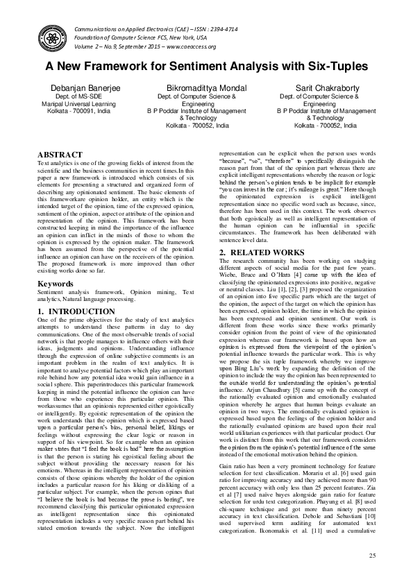 (PDF) A New Framework for Sentiment Analysis with Six-Tuples