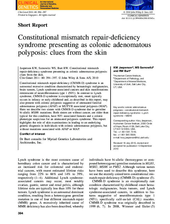 (PDF) Constitutional mismatch repair-deficiency syndrome presenting as ...