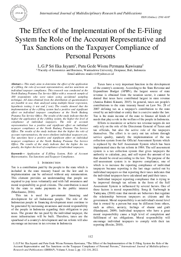 Pdf The Effect Of The Implementation Of The E Filing System The Role