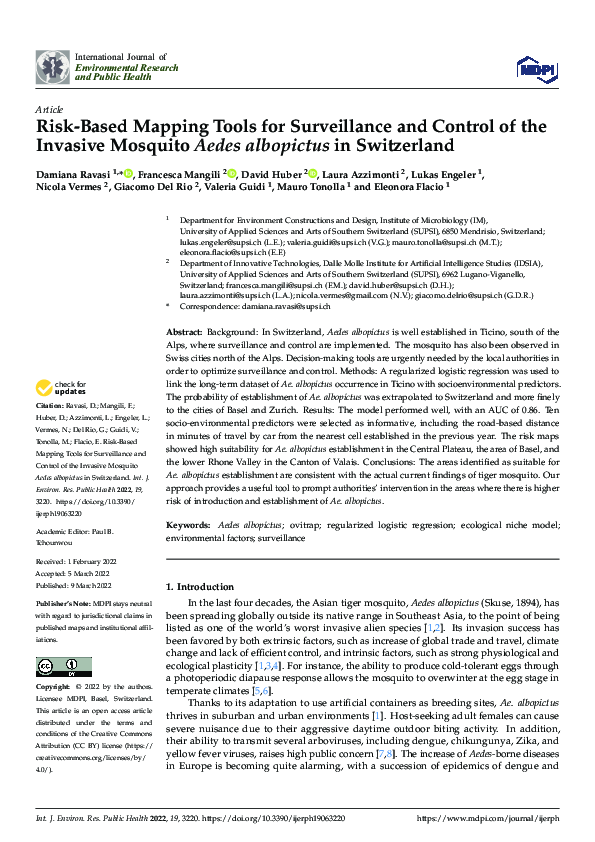 (PDF) Risk-Based Mapping Tools for Surveillance and Control of the Invasive Mosquito Aedes ...