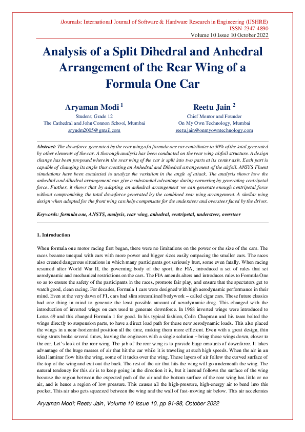 (PDF) Analysis of a Split Dihedral and Anhedral Arrangement of the Rear ...