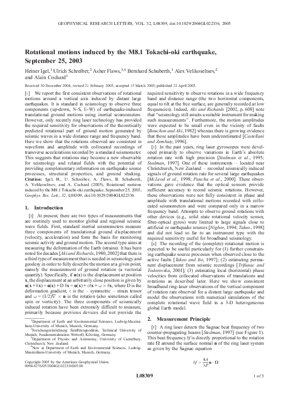 (PDF) Rotational motions induced by the M8.1 Tokachi-oki earthquake ...