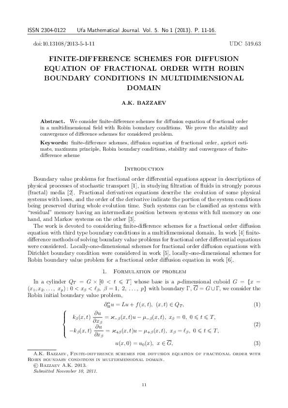 Pdf Finite Difference Schemes For Diffusion Equation Of Fractional