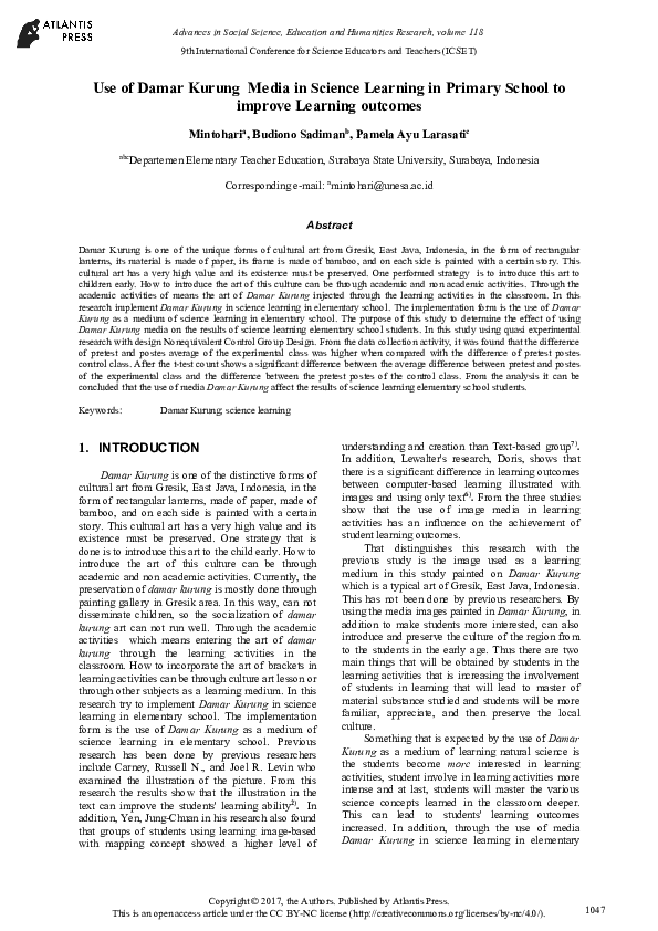 (PDF) Damar Kurung in Primary Science Education