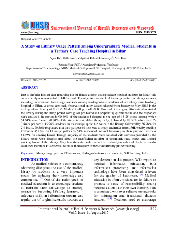(PDF) Library Usage Patterns Among Medical Students