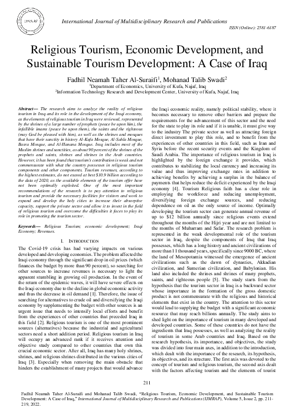 (PDF) Religious Tourism, Economic Development, and Sustainable Tourism ...