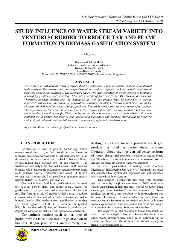 (PDF) Study Influence of Water Stream Variety Into Venturi Scrubber to ...