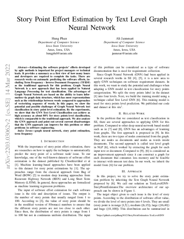 (PDF) Story Point Effort Estimation by Text Level Graph Neural Network