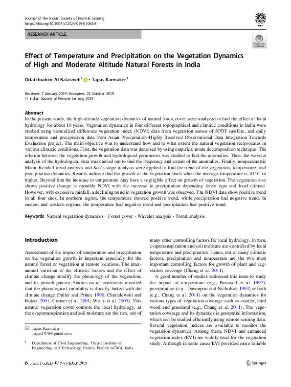 (PDF) Effect of Temperature and Precipitation on the Vegetation ...