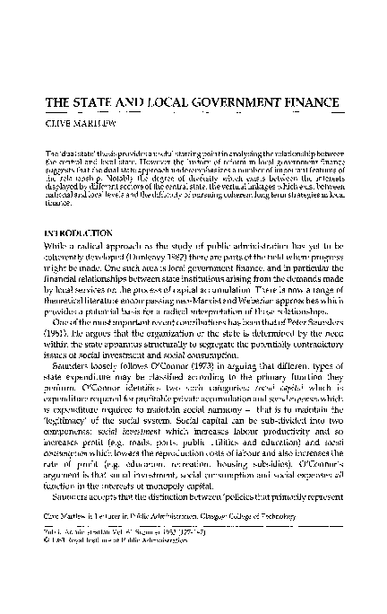 (PDF) The State and Local Government Finance