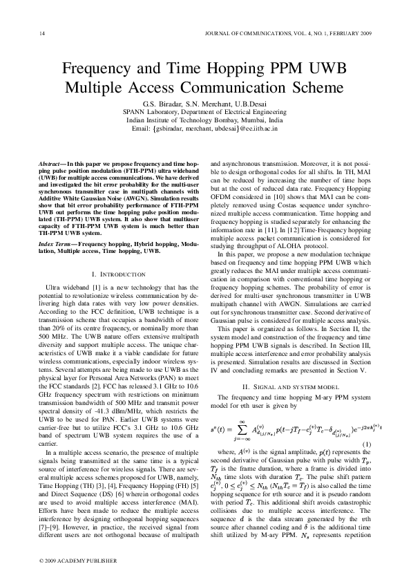 Pdf Fth Ppm Uwb Enhanced Multiuser Access