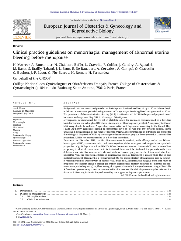 Pdf Managing Menorrhagia Clinical Guidelines 