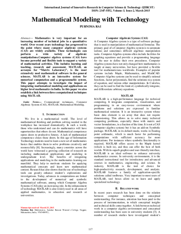 (PDF) Mathematical Modeling with Technology