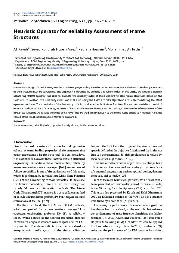 (PDF) Reliability Assessment of Steel Frames