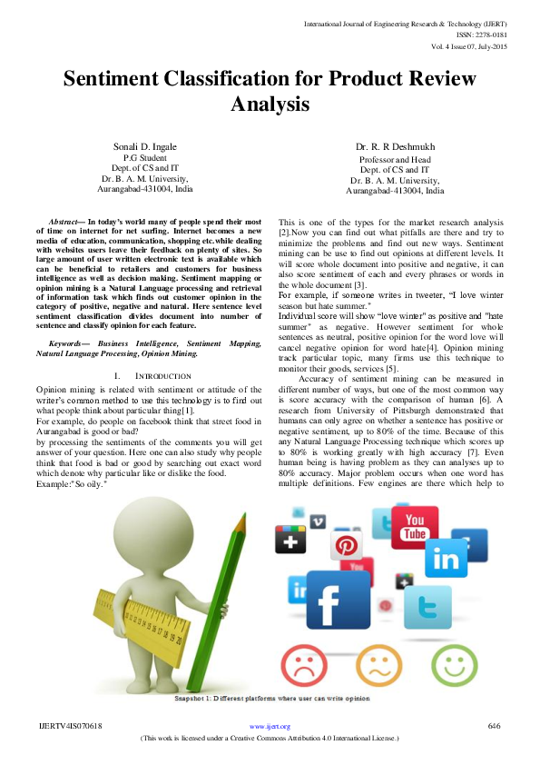 Pdf Sentiment Classification For Product Review Analysis