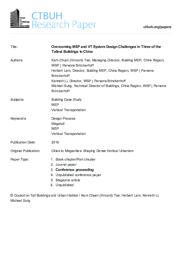 (PDF) Title : Overcoming MEP and VT System Design Challenges in Three of the Tallest Buildings ...