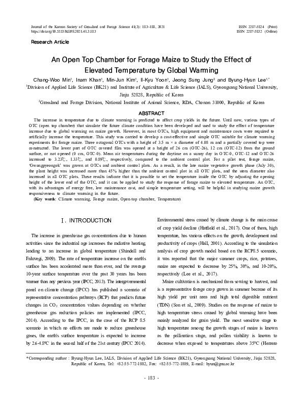 (PDF) An Open Top Chamber for Forage Maize to Study the Effect of ...