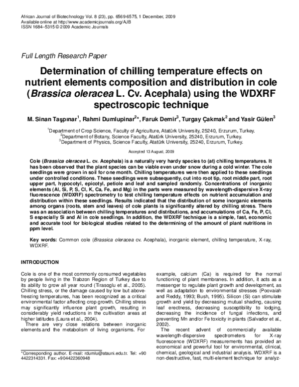 (PDF) Determination of chilling temperature effects on nutrient ...