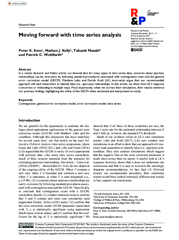 (PDF) Moving forward with time series analysis